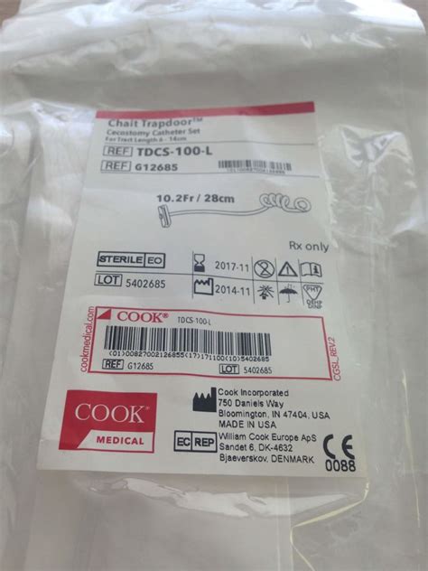 New Cook G12685 Cecostomy Catheter Set For Tract Length 6 14 Cm X