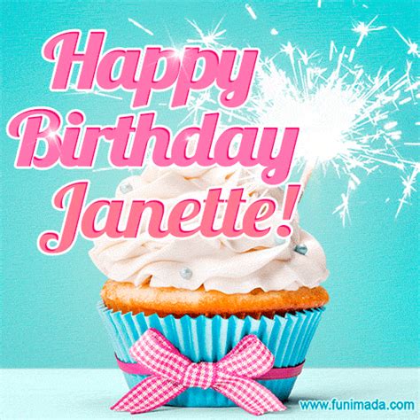 Janettes Birthday  With Cupcake And Sparkler Download On