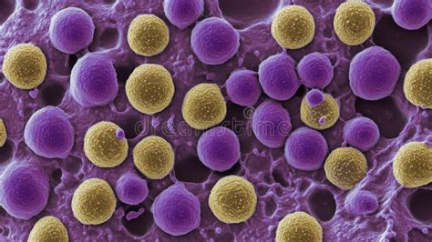 Golden Staphylococcus Bacteria Under A Microscope Science Health