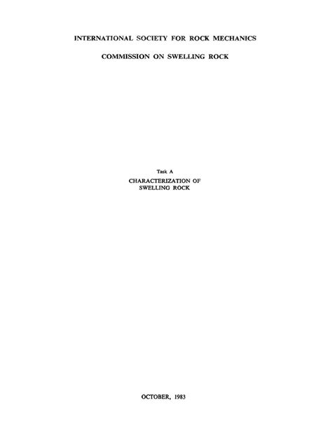 Isrm Characterization Of Swelling Rock Sachpazis Library Pdf