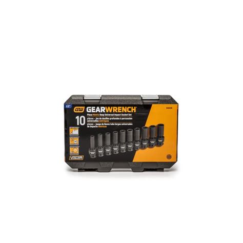 10 Pc 12 Dr 6 Pt Deep Universal Impact Metric Socket Set