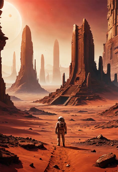 A Man In A Spacesuit Walking Through A Desert Area Seaart Ai