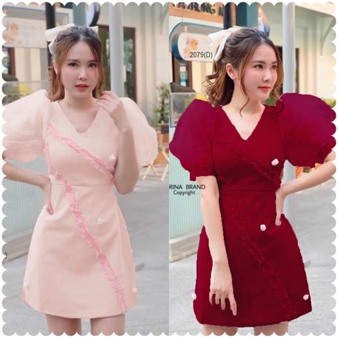 Bs2079 เดรสคอวี By2ashop เสื้อผ้าแฟชั่นราคาถูก พร้อมส่ง