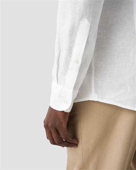White Solid Linen Shirt Eton
