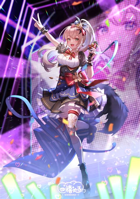 Queenie Vtuber Sixiwanzi Absurdres Highres Official Art 1girl D Ankle Boots Arm Up