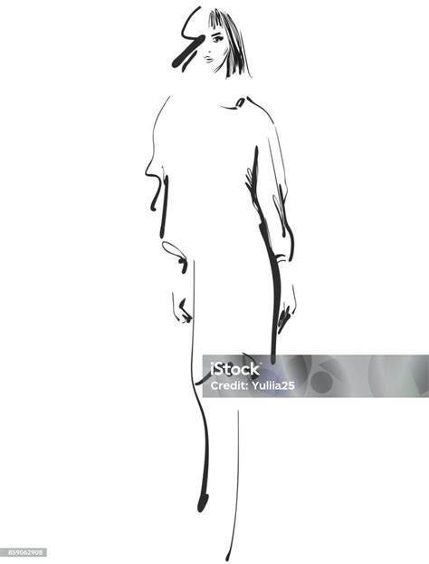Model Fashion Sketsa Gadis Kartun Ilustrasi Stok Unduh Gambar
