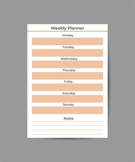 Vectorplannersjabloon Met Dagen Van De Week Een Schema Plannen Met