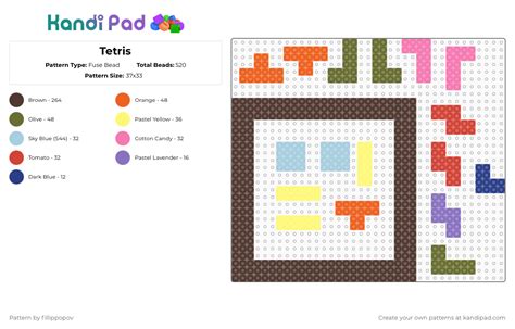 Tetris Fuse Bead Pattern Kandi Pad Kandi Patterns Fuse Bead