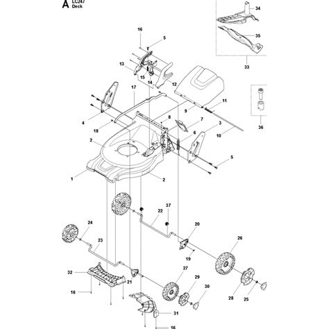 Cutting Deck Assembly For Husqvarna Lc 247 Mowers Lands