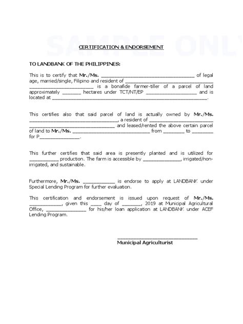 Sample Mao Certification Format Pdf