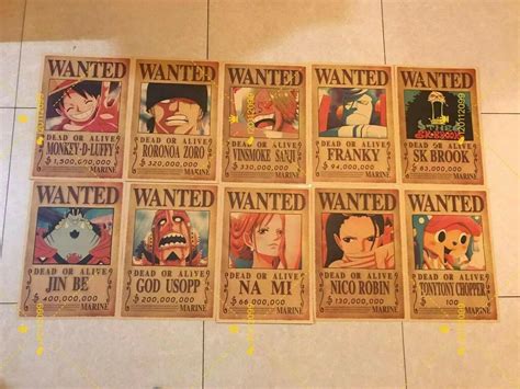 One Piece Wanted Posters Straw Hat Crew High Quality Luffy Anime Wano