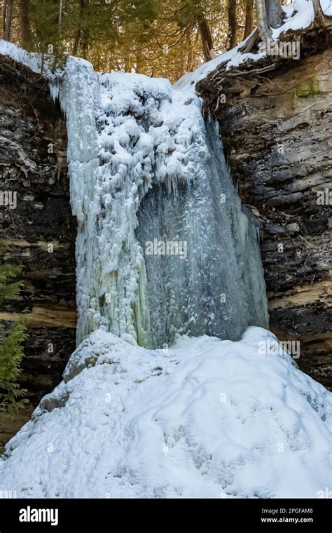 Munising Falls Frozen In Winter Pictured Rocks National Lakeshore