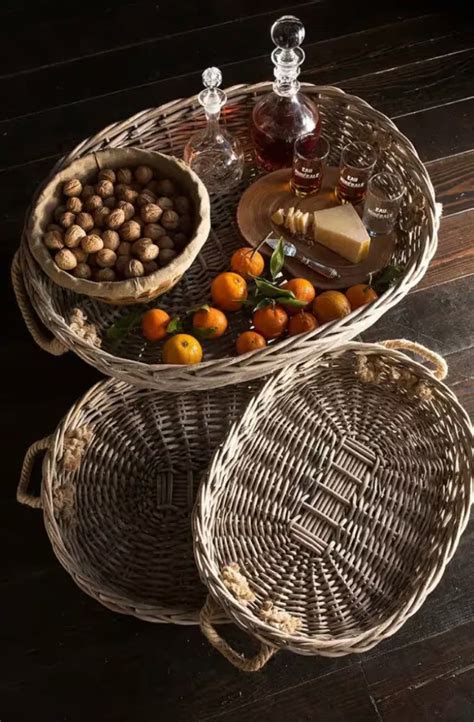 Extra Large Oval Willow Trays With Jute Handles Woven Basket Serving