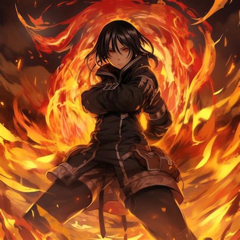 Premium Ai Image Blazing Beauty Tamaki Kotatsu Ignites The Fire Force