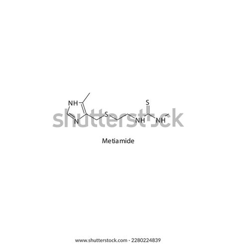 Metiamide Flat Skeletal Molecular Structure H2 Stock Vector Royalty