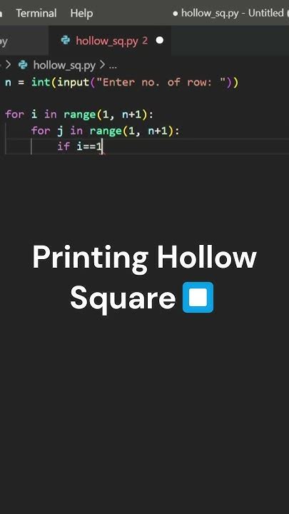How To Print A Hollow Square In Python Shorts Short Coding Youtube