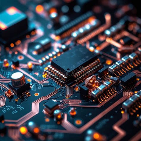 Close Up View Of A Modern Electronic Circuit Board Featuring Advanced