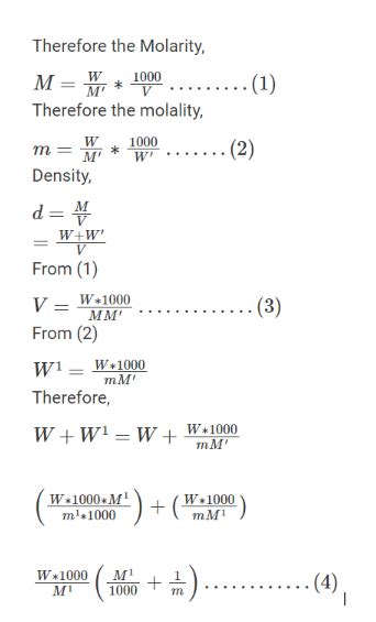 Relation Between Molarity And Molality Formula Derivation Getmyuni