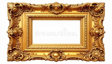 Ornate Gold Rectangular Picture Frame Stock Illustration Illustration