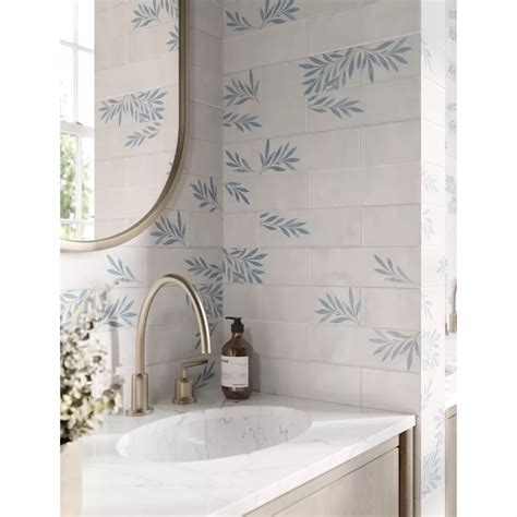 Morris And Co Hawkdale Willow Blue Ceramic Wall Tile 3 X 95 In The
