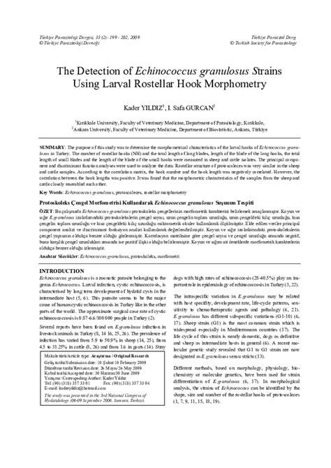 Pdf The Detection Of Echinococcus Granulosus Strains Using Larval