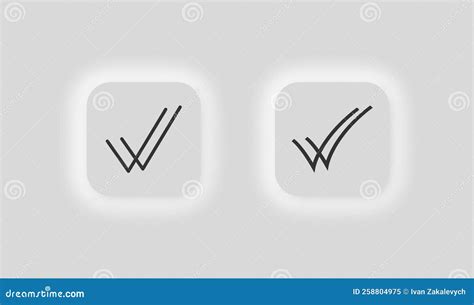 Valid Seal Icon Two Ticks Symbol Sign Yes Vector Neumorphism