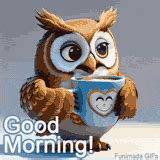 Cute Good Morning Cat  With A Cup Of Tea Download On