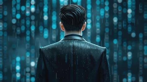 Professional Businessman With Source Code Overlay Illustrating The