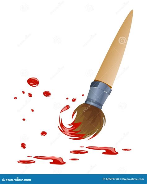 Vektor Karikatur Malerpinsel Mit Roter Farben Illustration Stock