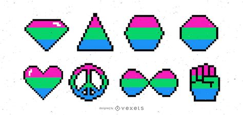 Polysexual Flags And Shapes Pixel Set Vector Download