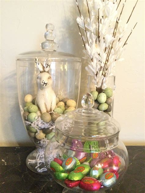 Easter Apothecary Jar Decor Festive Bunny And Egg Display