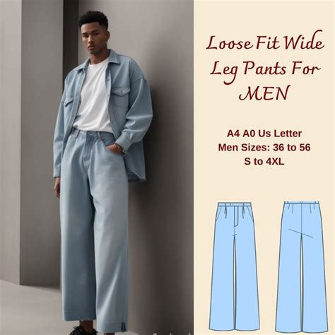 Men Wide Leg Pants Sewing Pattern Pants Trousers Pdf Sewing Loose Fit