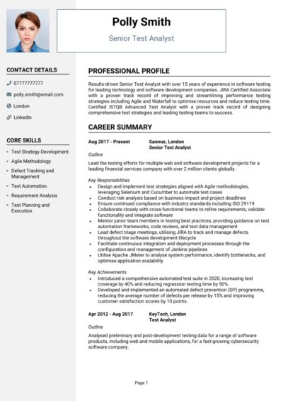 Test Analyst Cv Example Writing Guide Land A Top Job