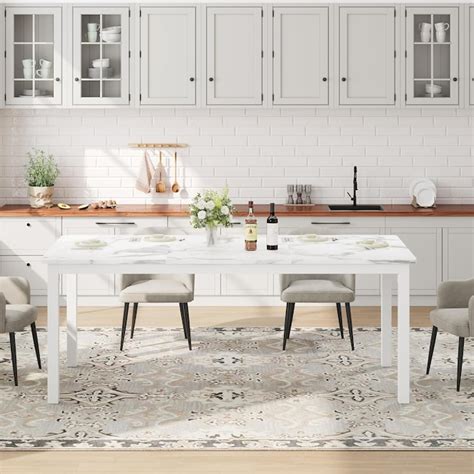 Qeetex 79 Inch Industrial Dining Table Large Rectangle Kitchen Table