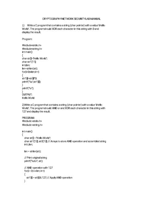 Cryptography Network Security Lab Manual C And Java Programs For