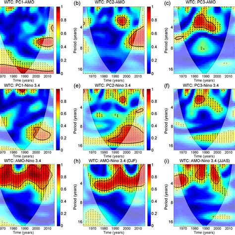 Wavelet Coherence Wtc Of The First Three Pcs Of The Normalized