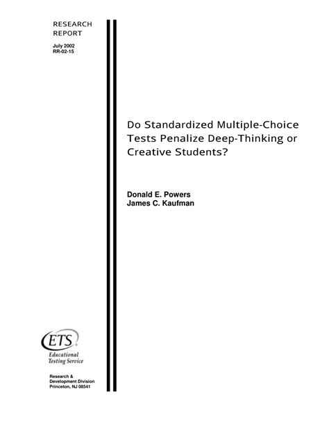 Pdf Do Standardized Multiple Choice Tests Penalize Deep Thinking Or