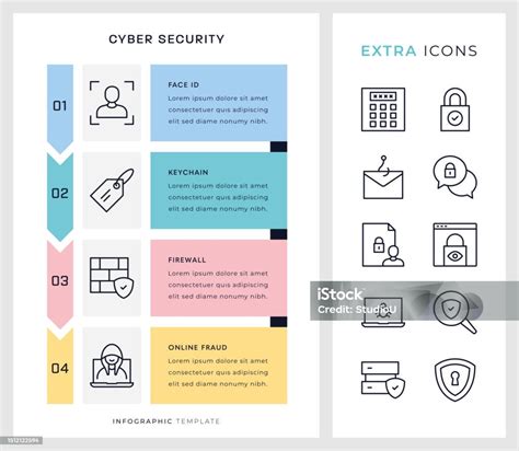 Cyber Security Infographic Template And Line Icons Stock Illustration