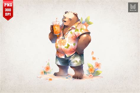 Cute Bear Drinking Summertime Bundle By Mulew Art Thehungryjpeg