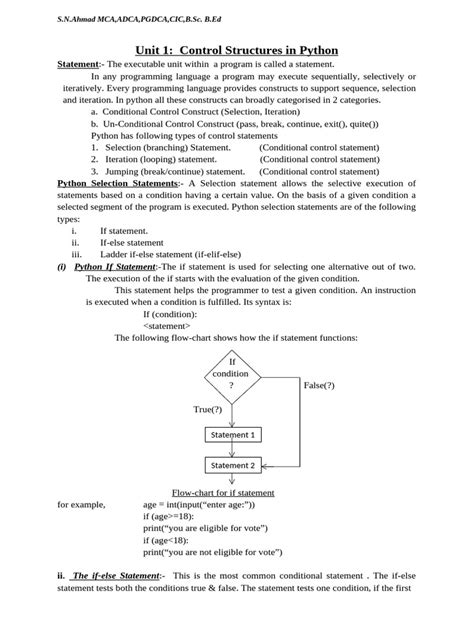 Python Control Structures Explained Pdf Class Computer Programming