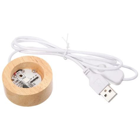 Led Light Display Pedestal Wooden Light Base Crystal Ball Round Display