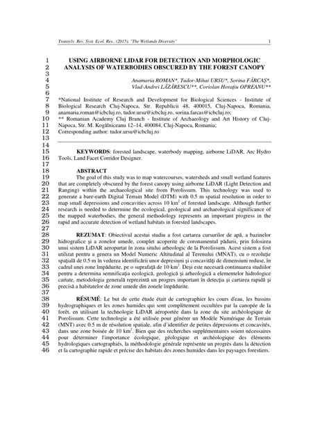 pdf using airborne lidar for detection and morphologic analysis of waterbodies obscured by the