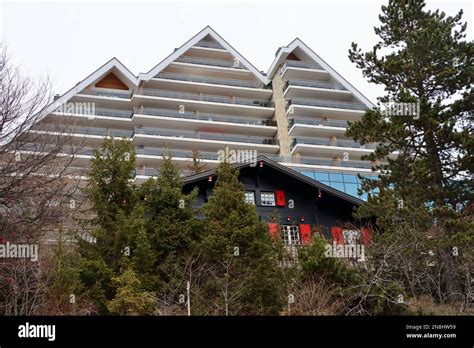 Traditional And New Architecture In Crans Montana In Switzerland Stock