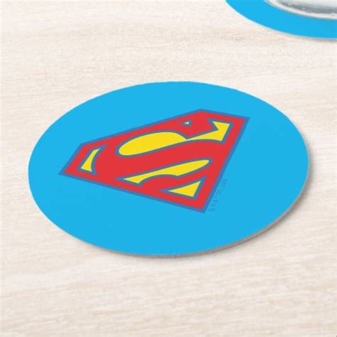 Classic Supergirl Logo With Blue Outline Round Paper Coaster Zazzle
