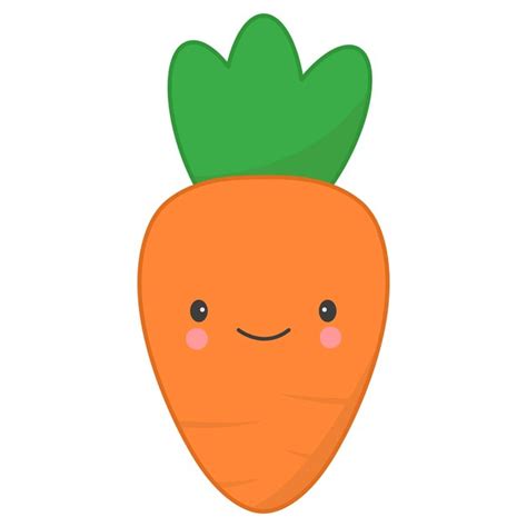 Premium Vector Cute Vector Cartoon Kawaii Carrot With Smiley Face