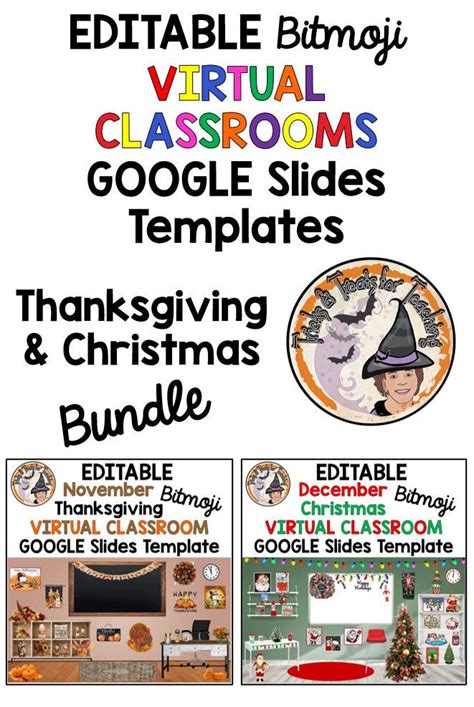 Bitmoji Classroom Thanksgiving Christmas BUNDLE Virtual Editable Google Slides Classroom Fun