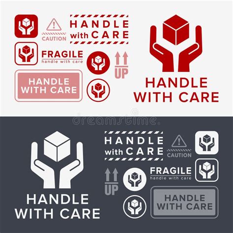 Handle With Care Fragile Item Protection Packaging Symbol Stock