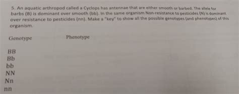 Solved 5 An Aquatic Arthropod Called A Cyclops Has Antennae That Are