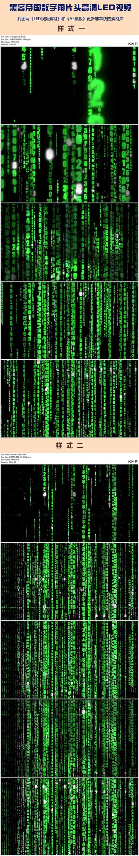 黑客帝国片头数字雨降落高清led视频素材