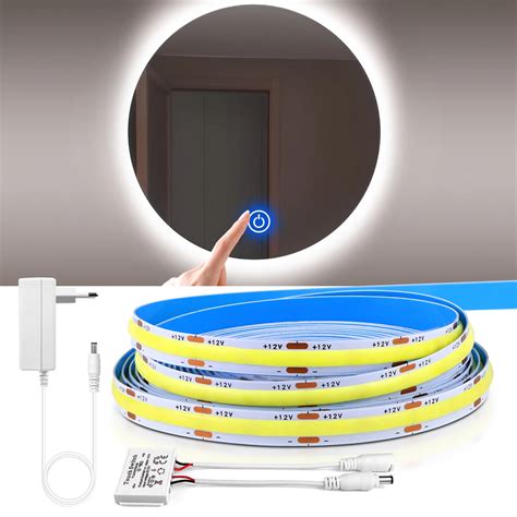 메이크업 조명 화장대 거울 Led Cob 드레싱 터치 조광 가능 램프 스트립 욕실 룸 후면 장식 Dc12v 티몬